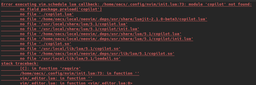 Module 'copilot' not found on Require · Issue #104 · zbirenbaum/copilot.lua · GitHub