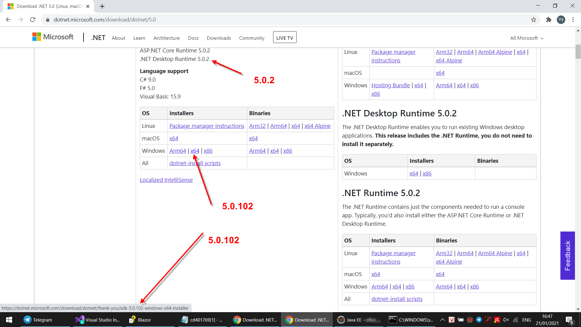 Cannot download .NET SDK 5.0.2 , only download 5.0.102 . · Issue #5867 ...