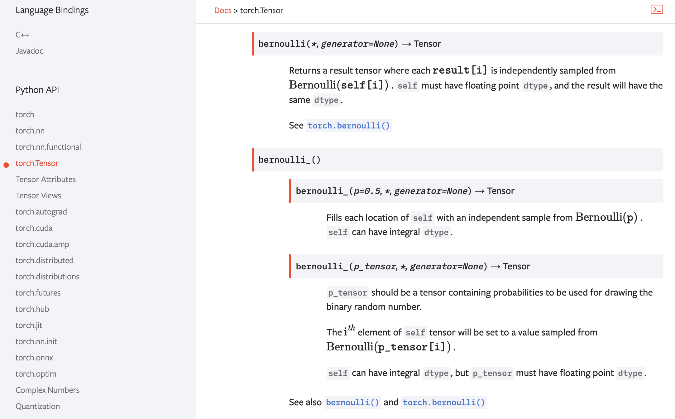 Inconsistency between bernoulli and bernoulli_ · Issue #1259 · pytorch ...