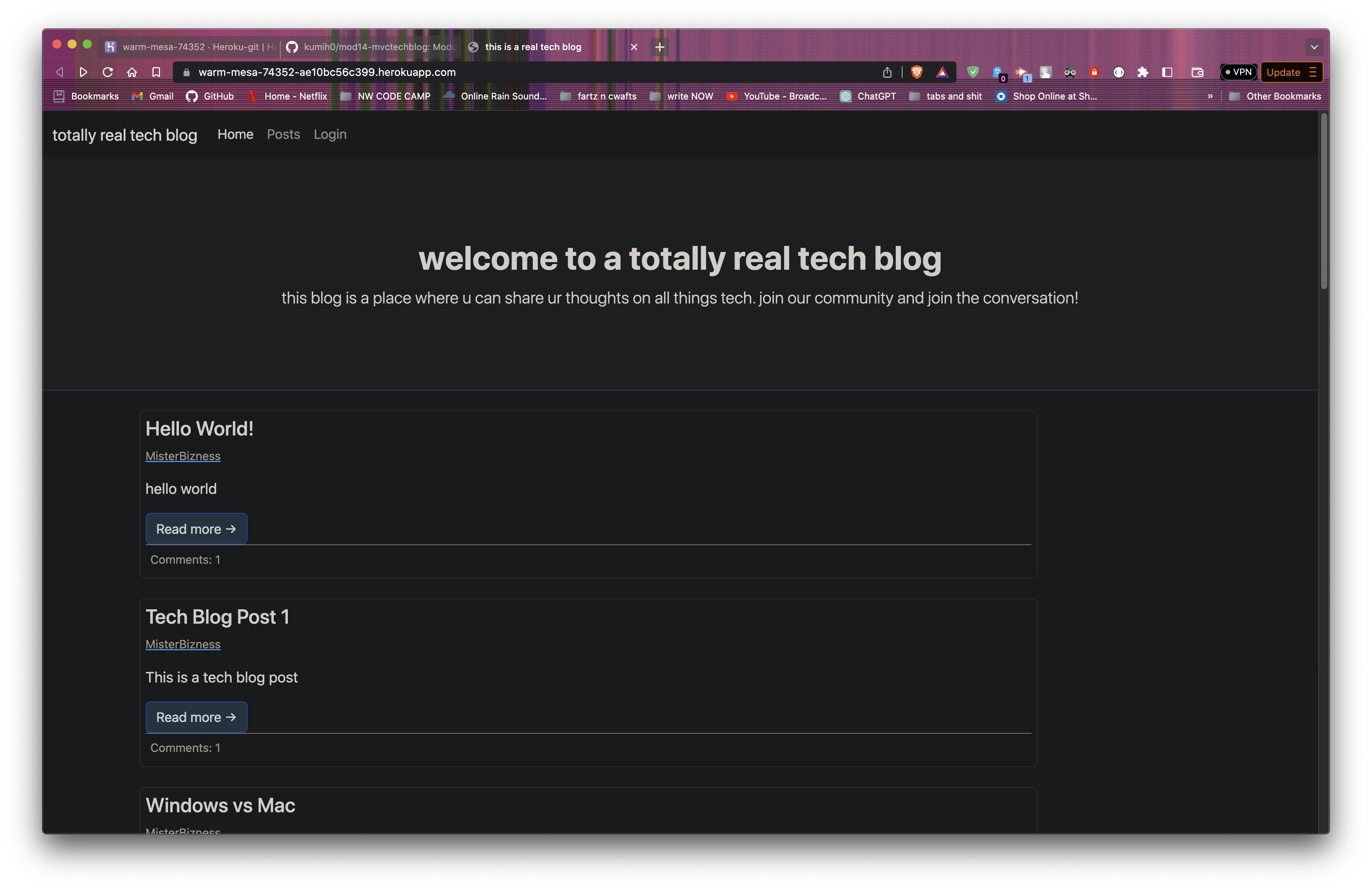 Github Kumih0mod14 Mvctechblog Module 14 Challenge Mvc Tech Blog 6393