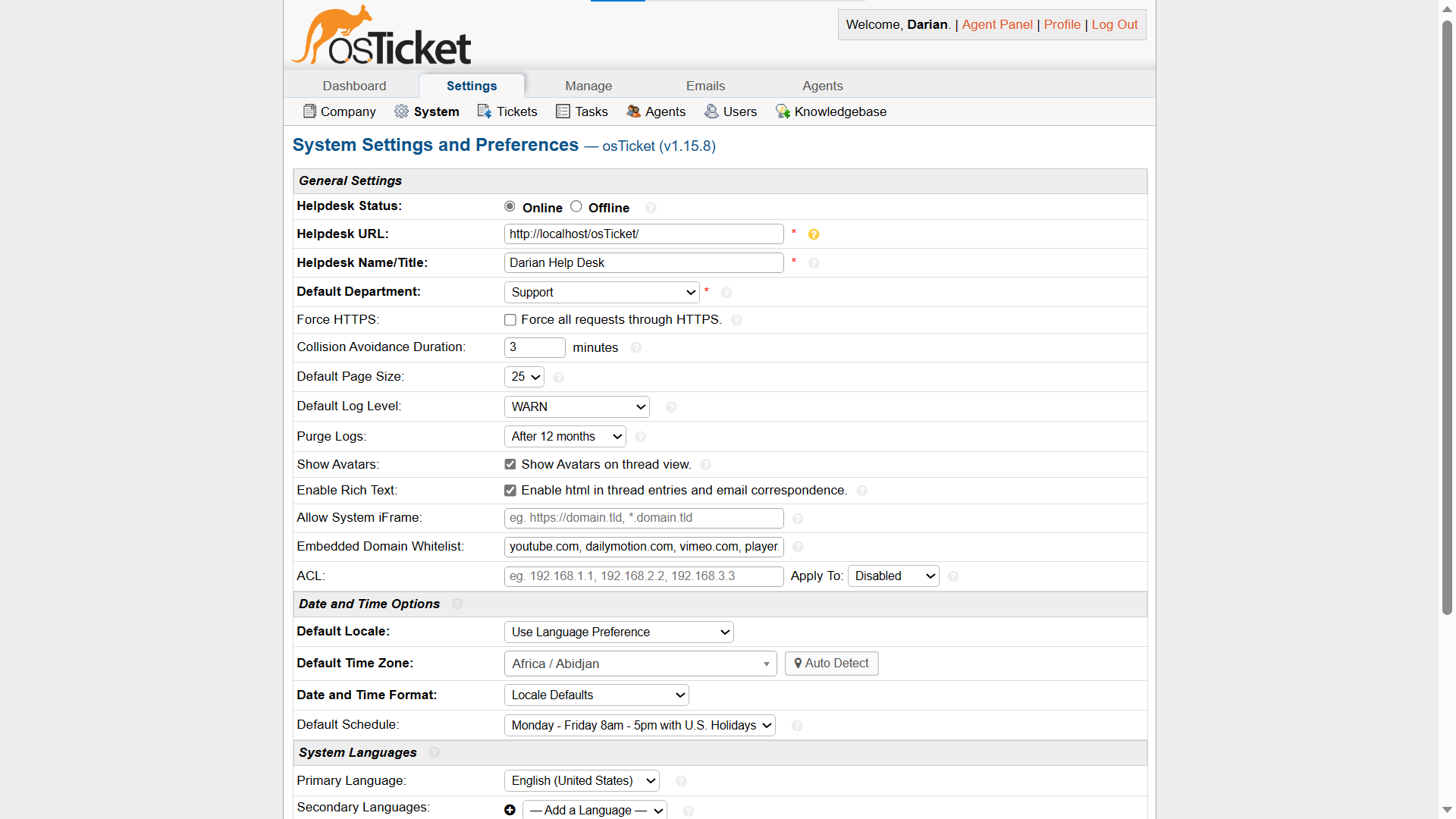 GitHub - DarianWells/osticket-post-install: Post installation configuration for osTicket