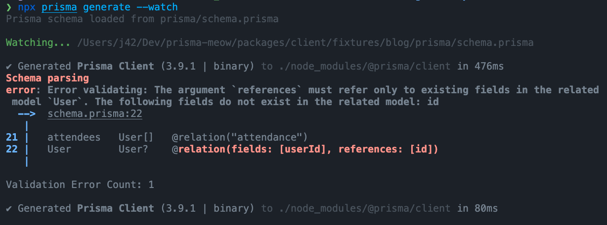 CLI generate: Add option to continue watching in case of error · Issue #8847 · prisma/prisma ...
