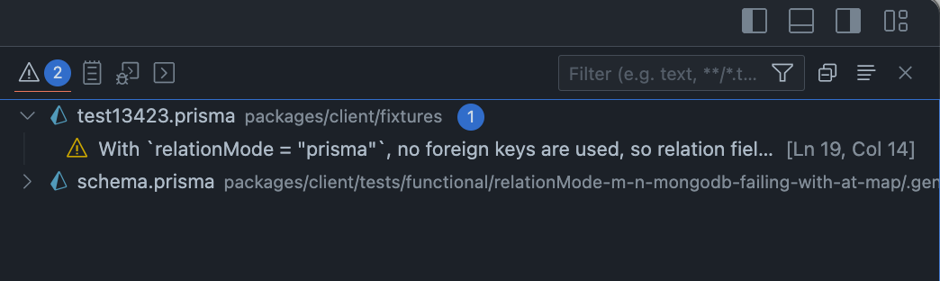 More informative `relationMode = prisma` warnings · Issue #16891 · prisma/prisma · GitHub