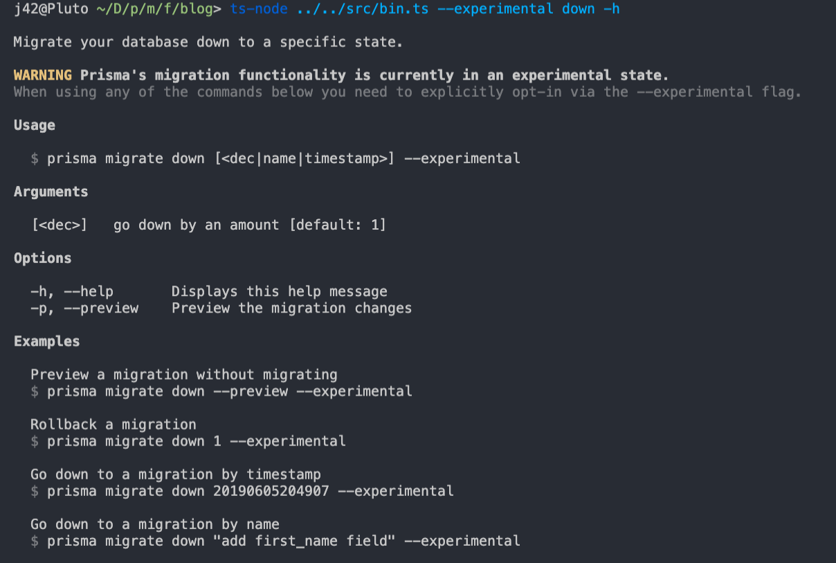 ` Preview` Is Ignored When Doing `prisma Migrate Down Preview Experimental` · Issue 402