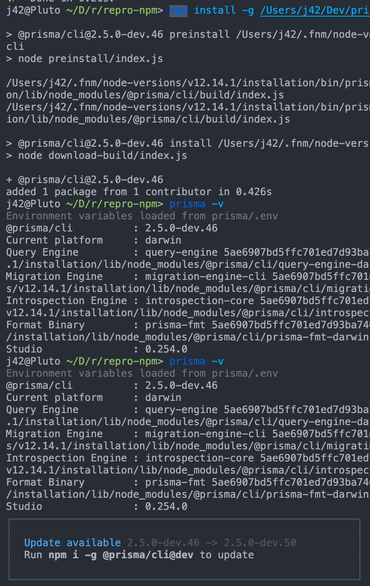 Improve update notifier message