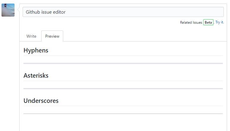 Markdown editor does not support split line ( divider / dividing line ...