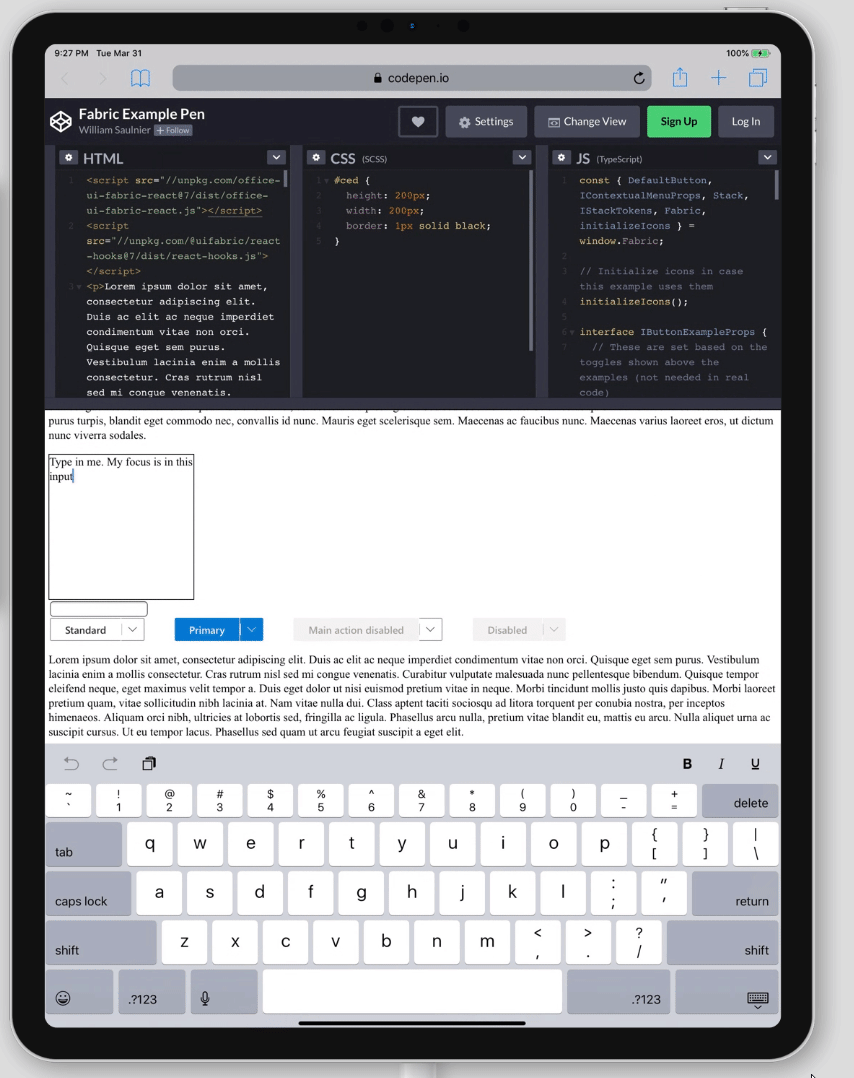 iOS13, Split Buttons when tapped twice return focus back to the last focused input · Issue ...