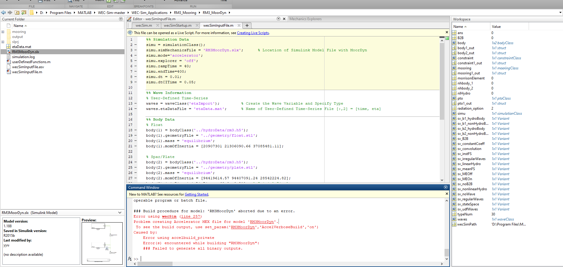 Error Running RM3 MoorDyn · Issue #219 · WEC-Sim/WEC-Sim · GitHub