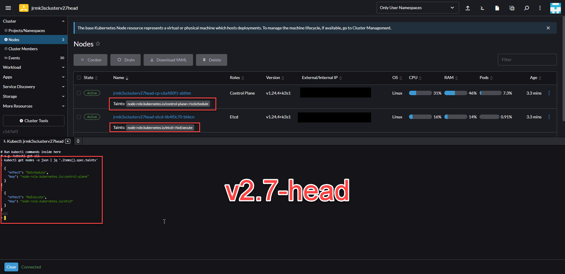 [BUG] k3s provisioned clusters from Rancher do not have taints on etcd/cp nodes · Issue #38681 ...