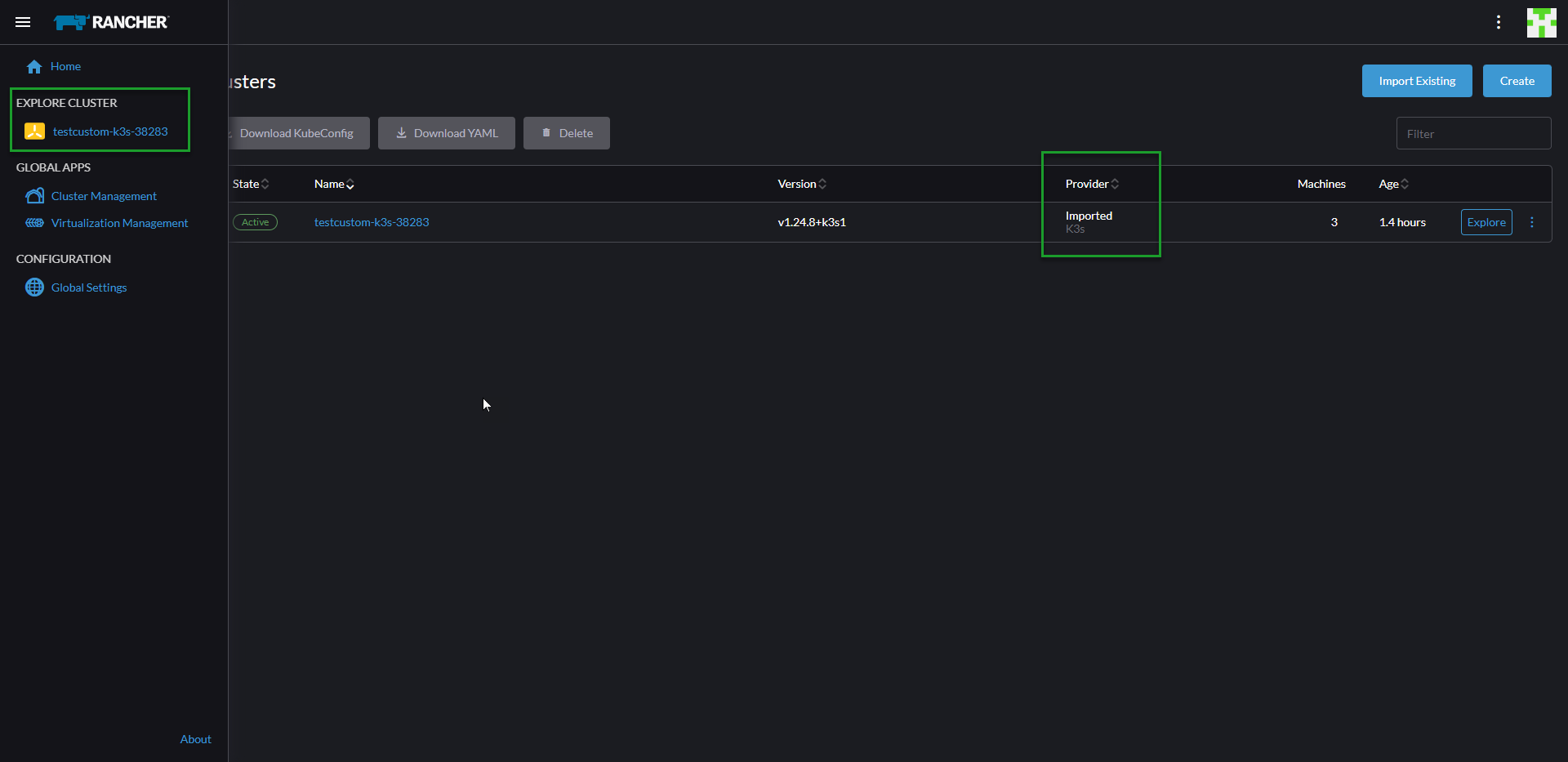 Imported K3s cluster shows up in cluster manager list view, but not in side nav · Issue #5474 ...