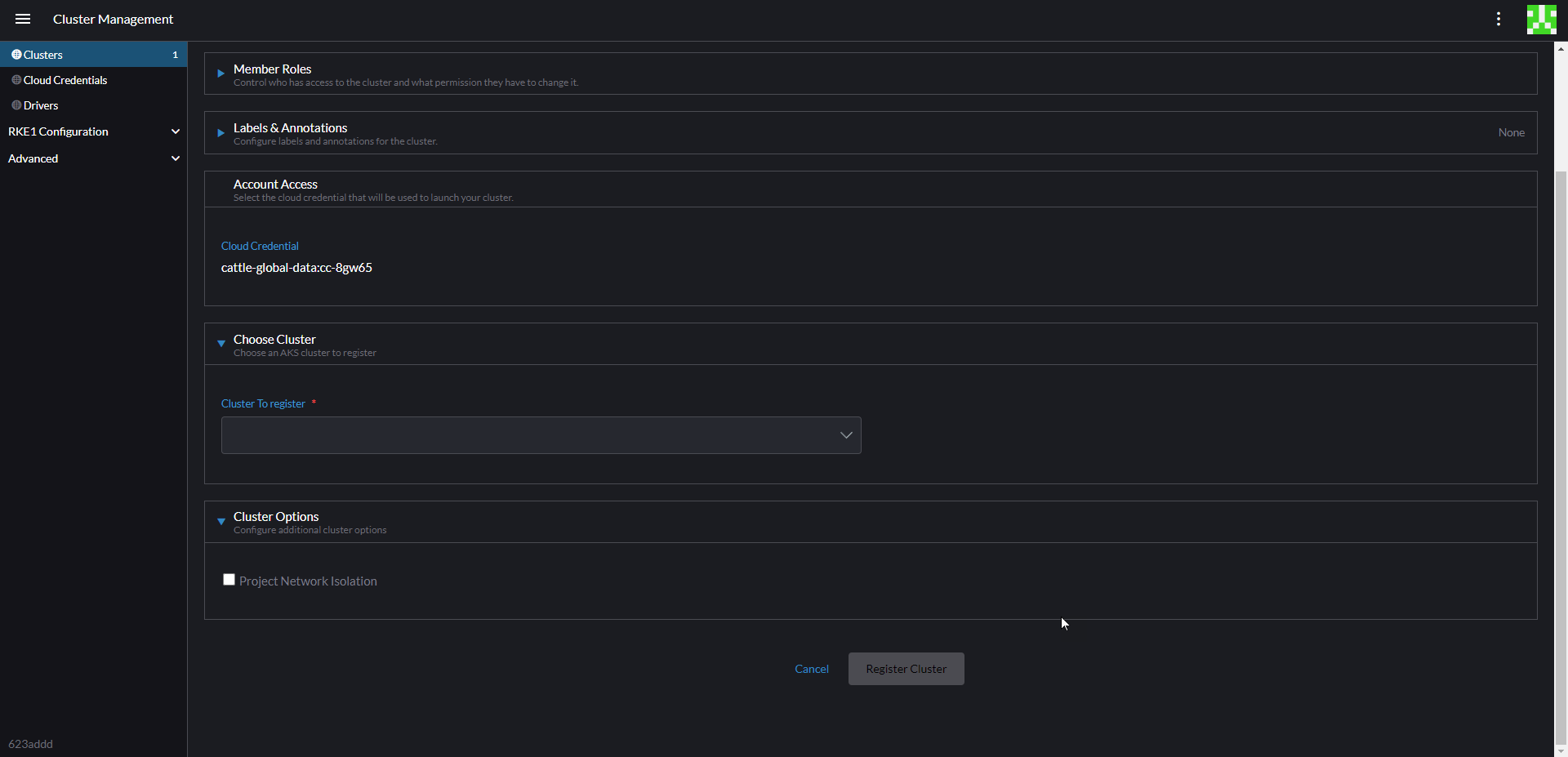 Empty Banner Message when attempting to Import AKS Cluster · Issue #7781 · rancher/dashboard ...
