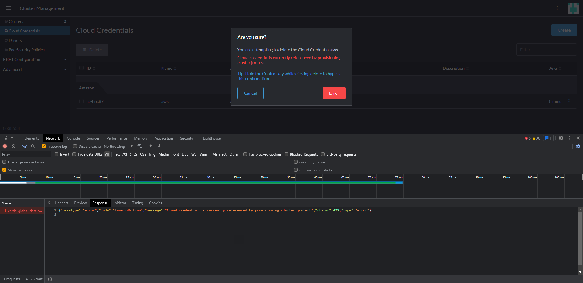 Backport Fix Error Response To Return Message String 7157 · Issue 7630 · Rancherdashboard