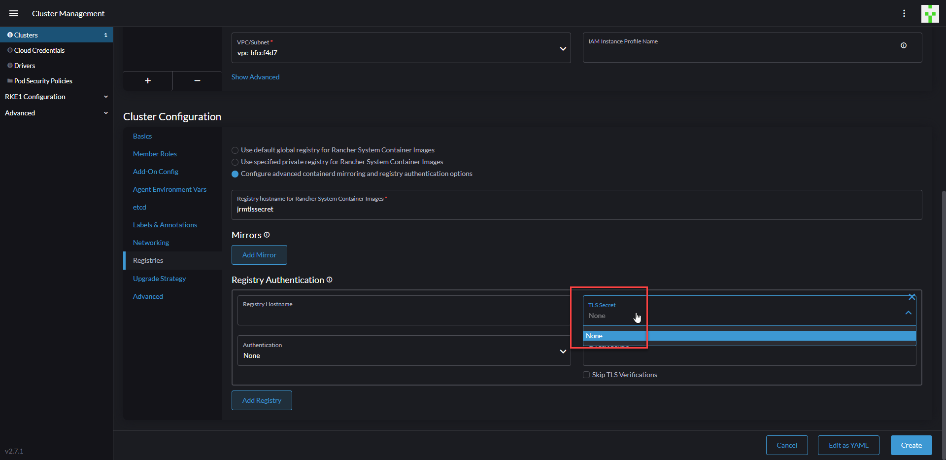 Create a RKE2 cluster, TLS Secret only shows the None option only · Issue #8287 · rancher ...