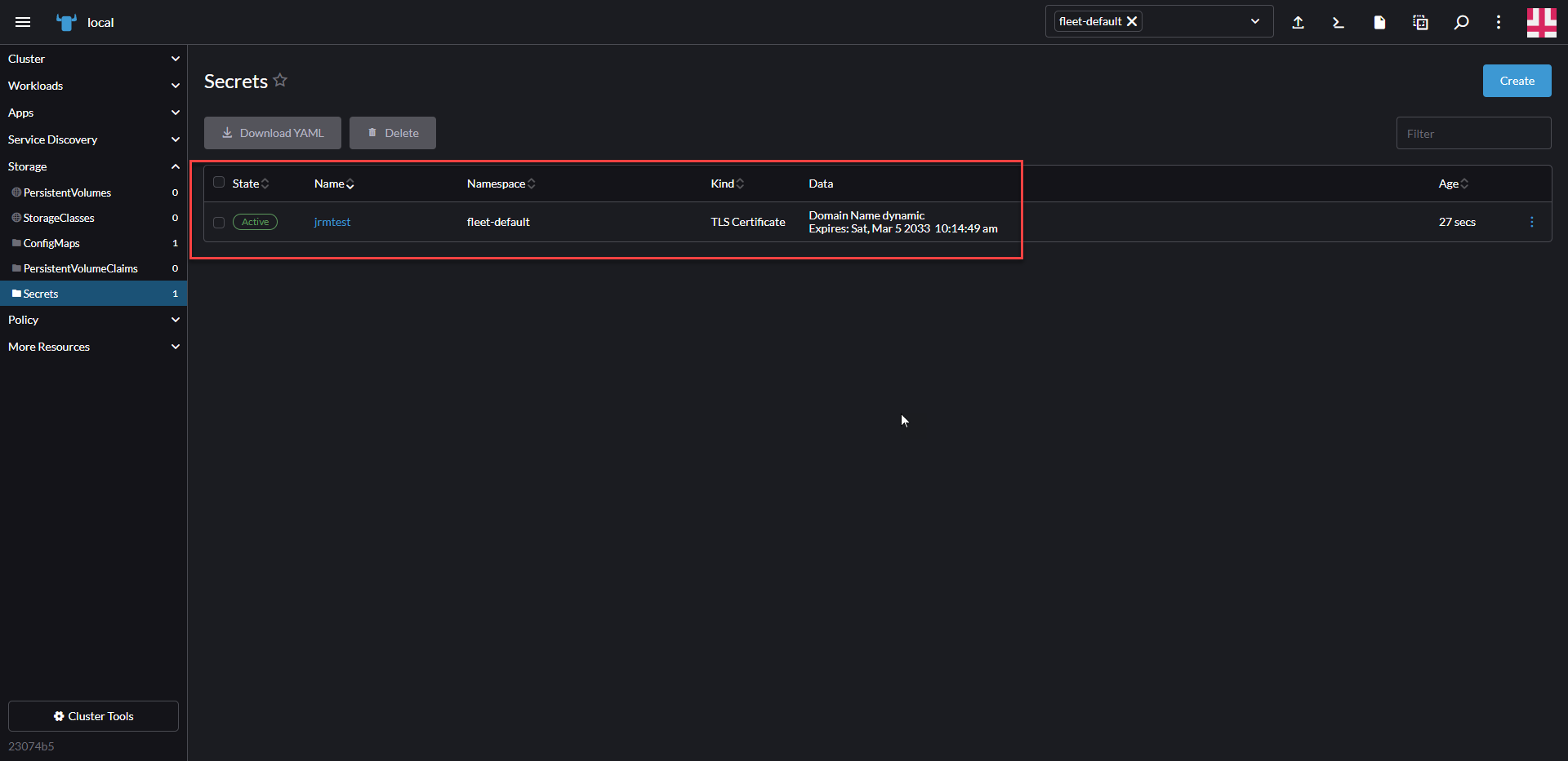 Create a RKE2 cluster, TLS Secret only shows the None option only · Issue #8287 · rancher ...