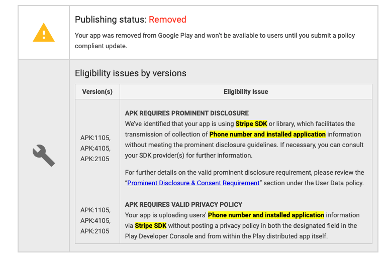 Google rejected the app with Stripe SDK · Issue #474 · flutter-stripe ...