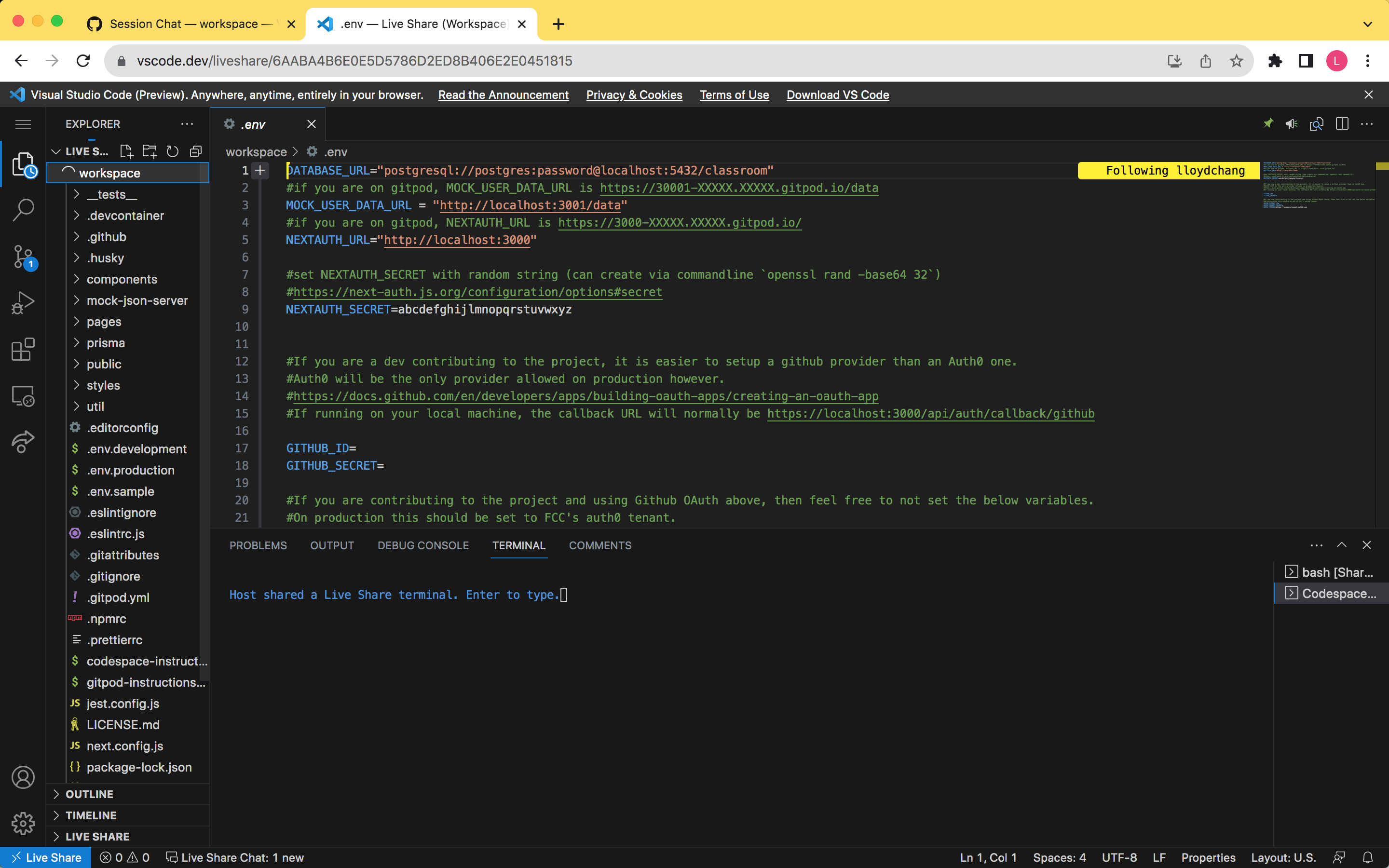 Add Visual Studio Code Live Share extension to GitHub CodeSpaces ...