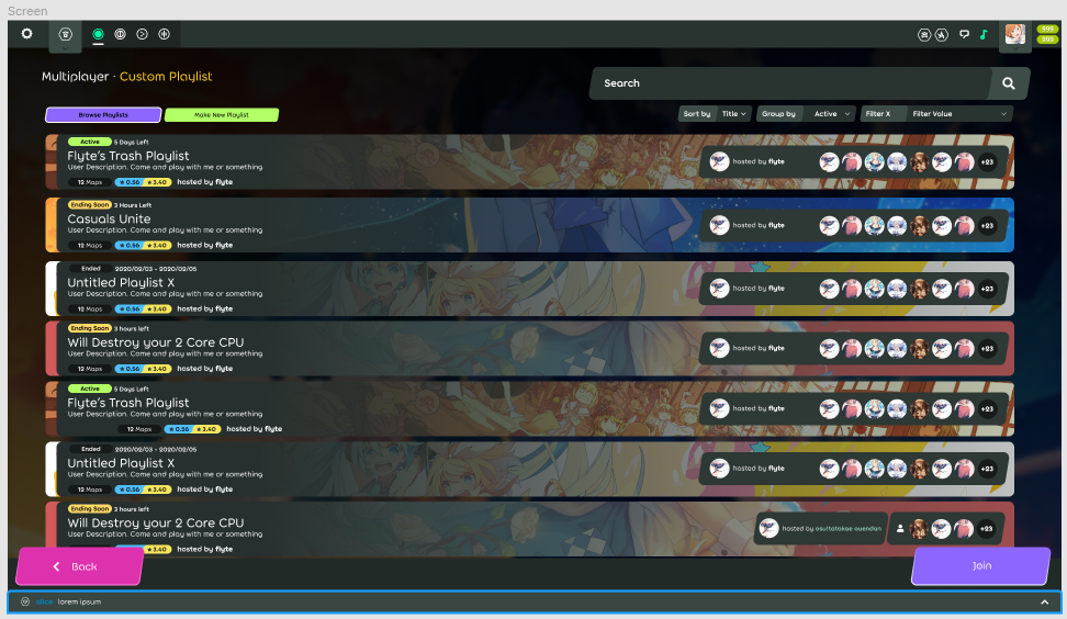Multiplayer/playlist room indexing requests should return recent ...