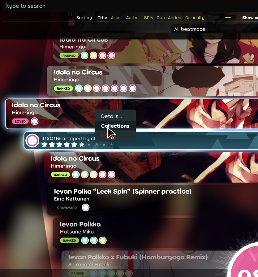 Right-click collections dropdown sometimes doesn't show · Issue #16953 · ppy/osu · GitHub