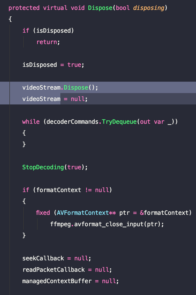 Video decoder closes file stream before stopping the decoding process ...