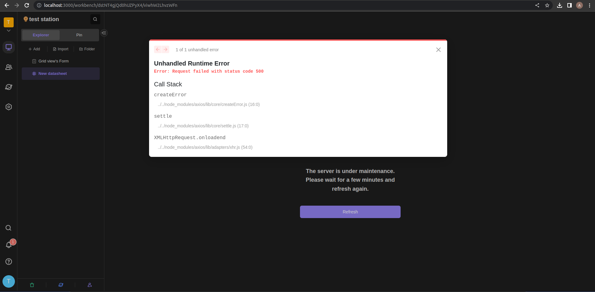 while working on datasheet with local environment sometimes get server under maintenance · Issue ...
