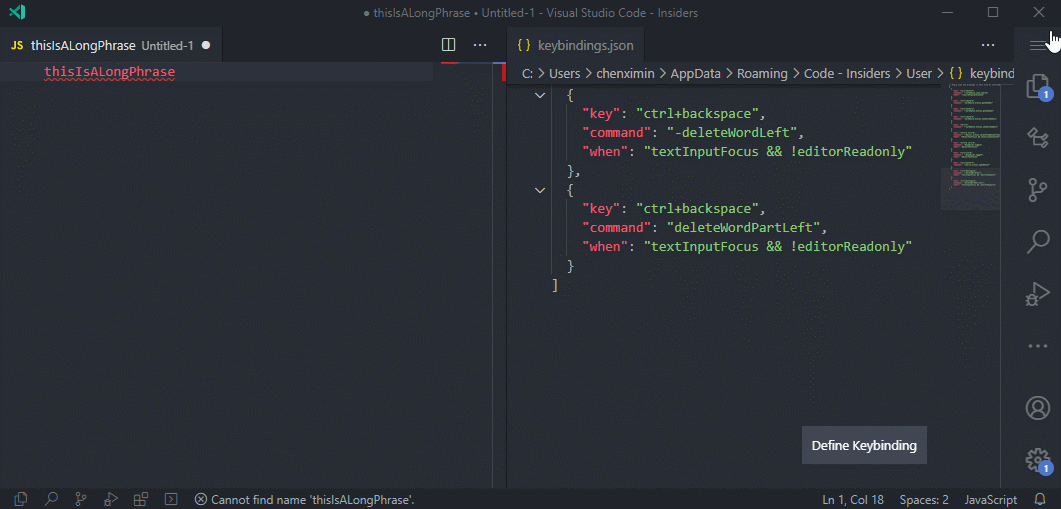 Feature Request: Ctrl + Backspace support for camel case phrases · Issue #112547 · microsoft ...