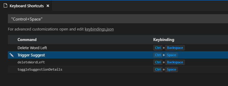 Show Keybinding Conflicts For `ctrl Space` Should Not Include `ctrl Backspace` · Issue 32993