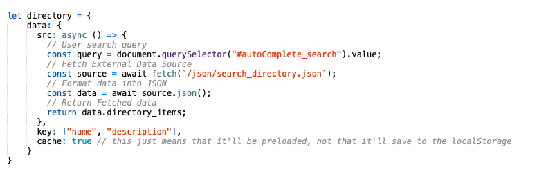 Cache pre-fetched data in the user's browser · Issue #108 · TarekRaafat/autoComplete.js · GitHub