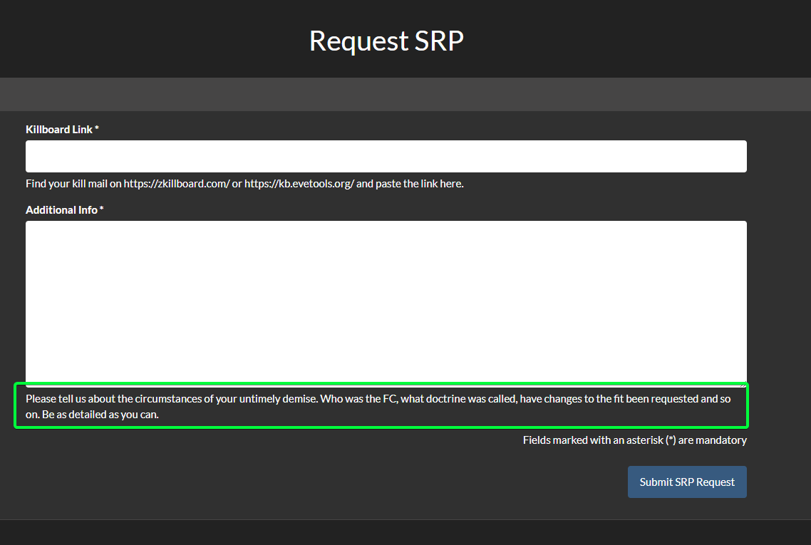 [Feature Request] Editable "additional info" on new SRP request · Issue #47 · ppfeufer/aa-srp ...