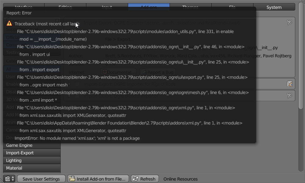 Cannot enable Exporter · Issue #106 · OGRECave/blender2ogre · GitHub