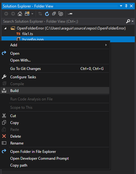 Build on context menu not working · Issue #2212 · microsoft/nodejstools ...