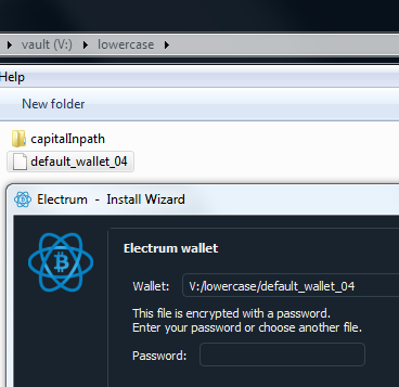 Electrum fails to open wallet file from a Cryptomator volume with capital letter in the path ...