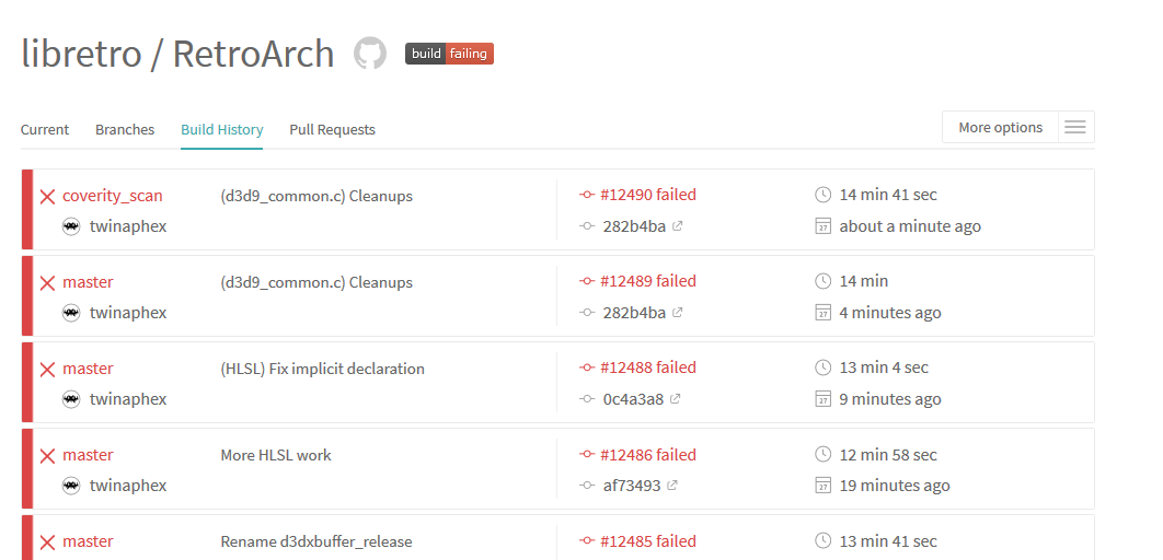 Travis Ci Builds Failing On Mingw Since April 17th · Issue 6608 · Libretroretroarch · Github 