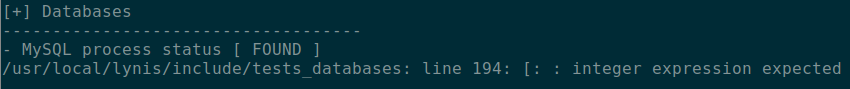 tests_databases: integer expression expected · Issue #783 · CISOfy ...