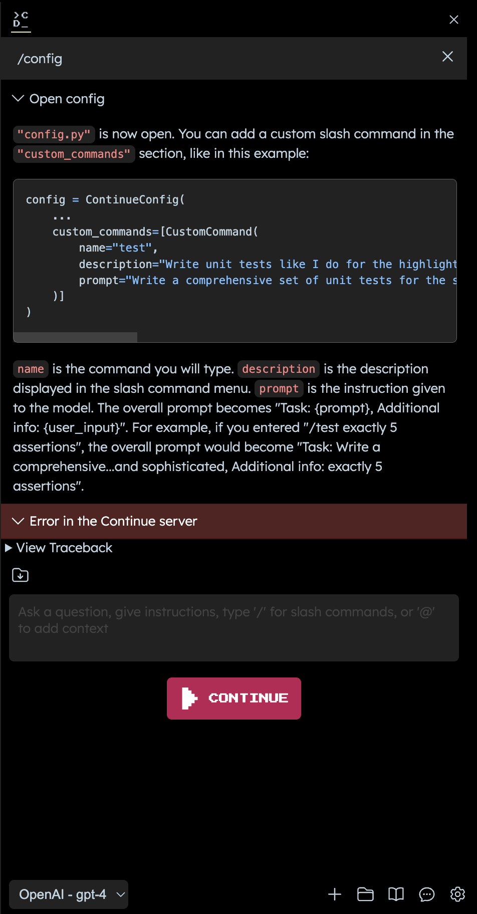 Config Description Confusing · Issue 461 · Continuedev Continue · Github