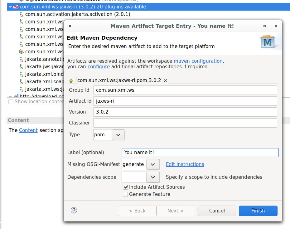 Allow to give the Maven part in the pde target editor a name · Issue #427 · eclipse-m2e/m2e-core ...