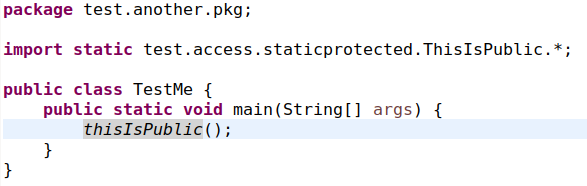 Import static with protected base class yiels wrong class reference ...