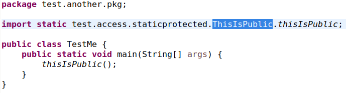 Import Static With Protected Base Class Yiels Wrong Class Reference 