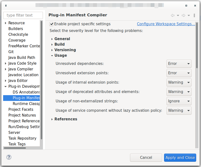 Configure severity of non existing package · Issue #502 · eclipse-pde/eclipse.pde · GitHub