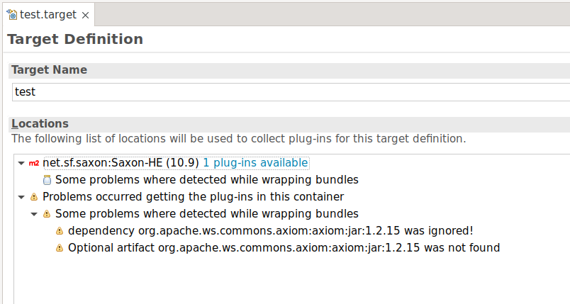 Warnings from target bundles create strange results · Issue #656 · eclipse-pde/eclipse.pde · GitHub