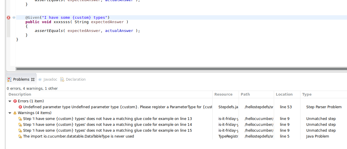 Support custom parameter type · Issue #291 · cucumber/cucumber-eclipse · GitHub