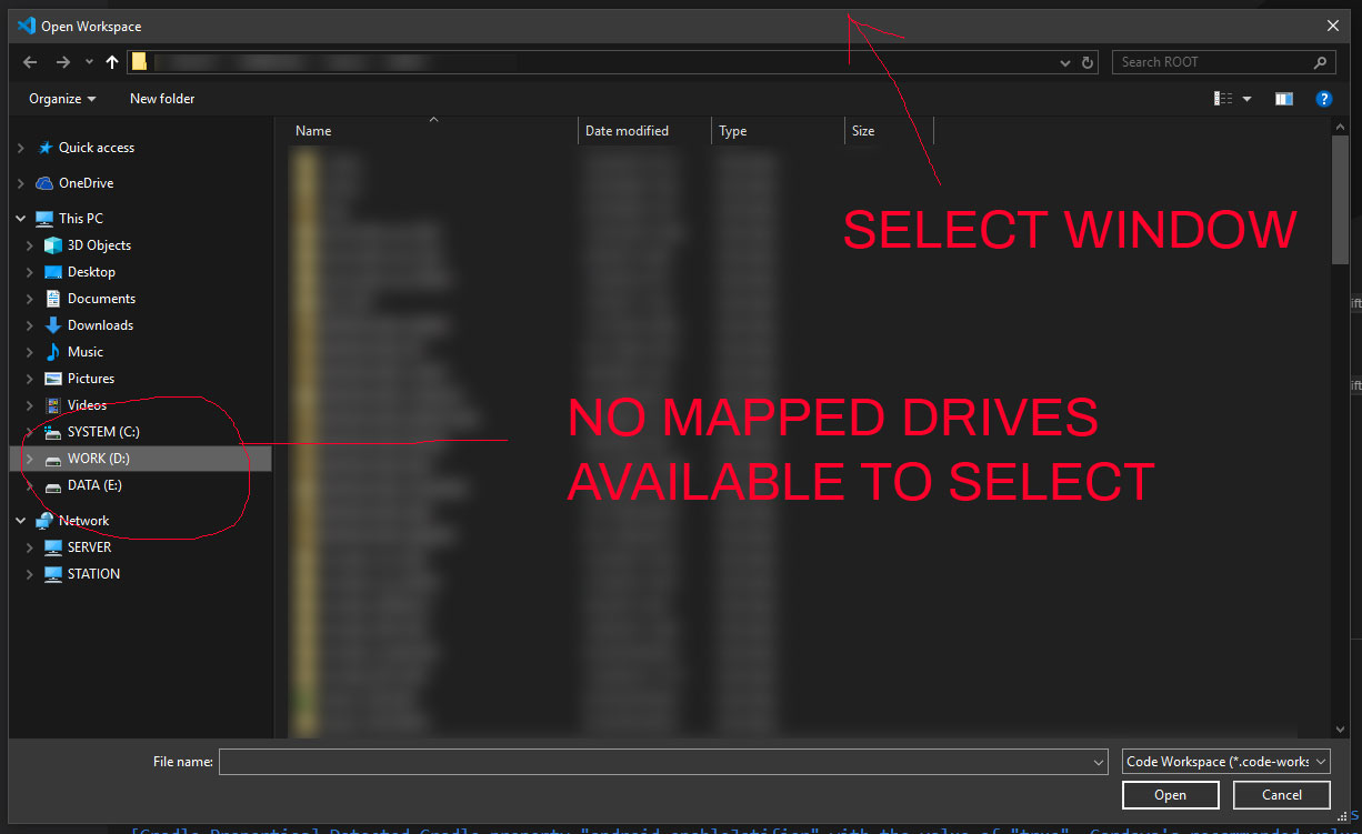 Cant Add Folder From Mounted Network Drive To Workspace · Issue 103555 · Microsoftvscode · Github