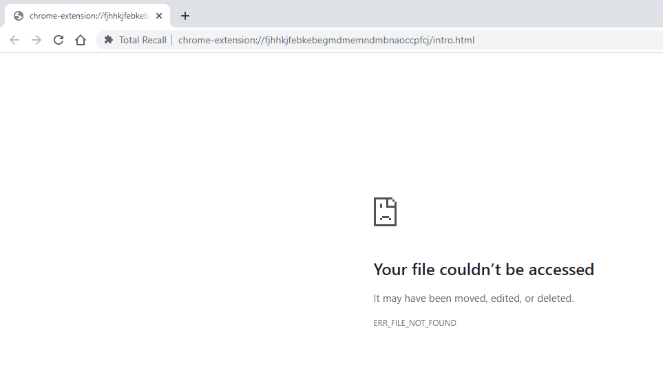 Unreachable intro.html page after Chrome extension install · Issue #3 · erezsh/TotalRecall · GitHub