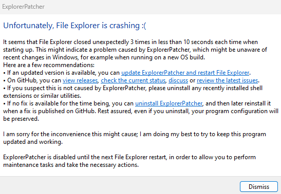 ExplorerPatcher Status · valinet ExplorerPatcher · Discussion #1102 ...