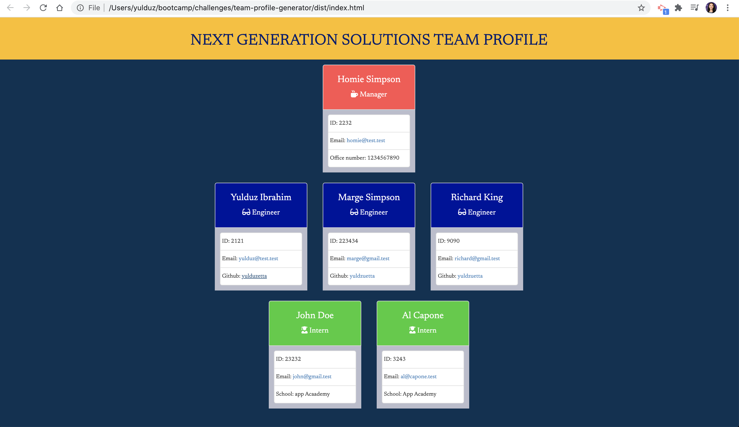 GitHub - yulduzetta/team-profile-generator: Team Portfolio Generator