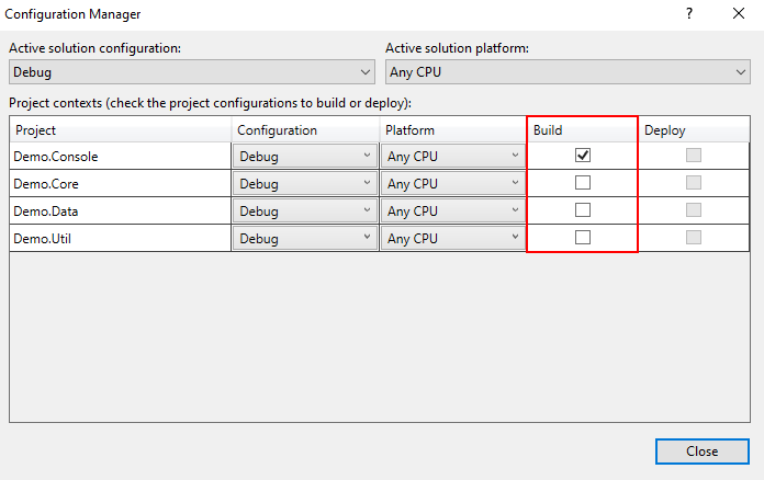 project configuration is set build disable, however `dotnet run -c` still build · Issue #31692 ...