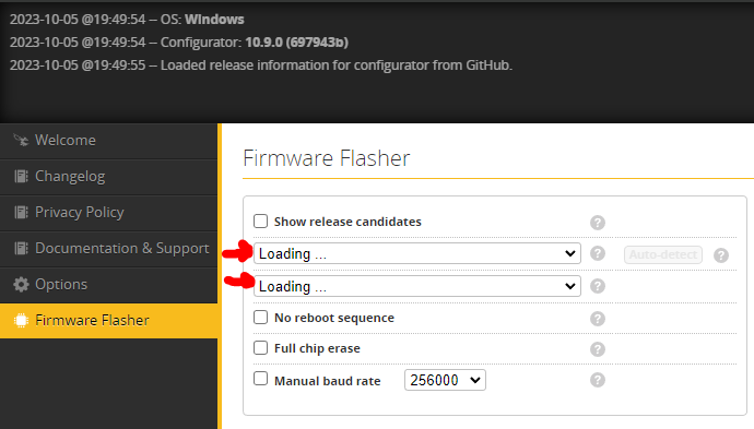 Firmware list unavailable in betaflight-configurator_10.9.0_win64-portable · Issue #3596 ...