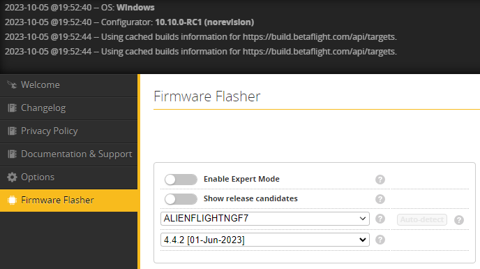 Firmware list unavailable in betaflight-configurator_10.9.0_win64-portable · Issue #3596 ...