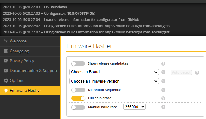 Firmware list unavailable in betaflight-configurator_10.9.0_win64-portable · Issue #3596 ...