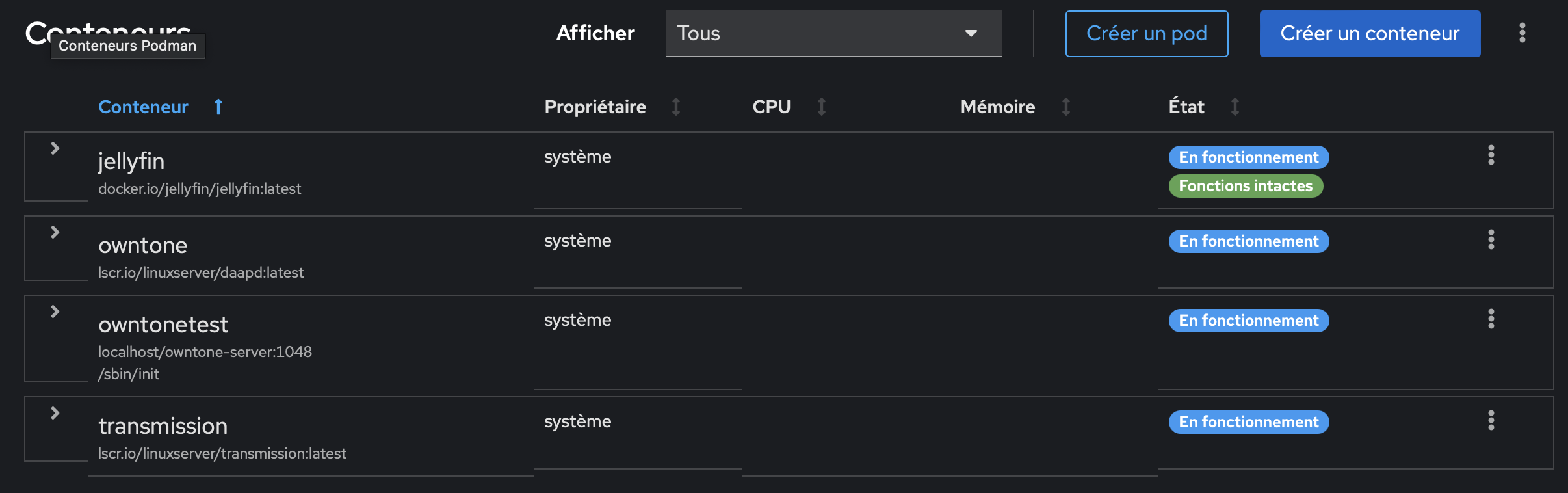 Incorrect display of container list · Issue #1485 · cockpit-project/cockpit-podman · GitHub