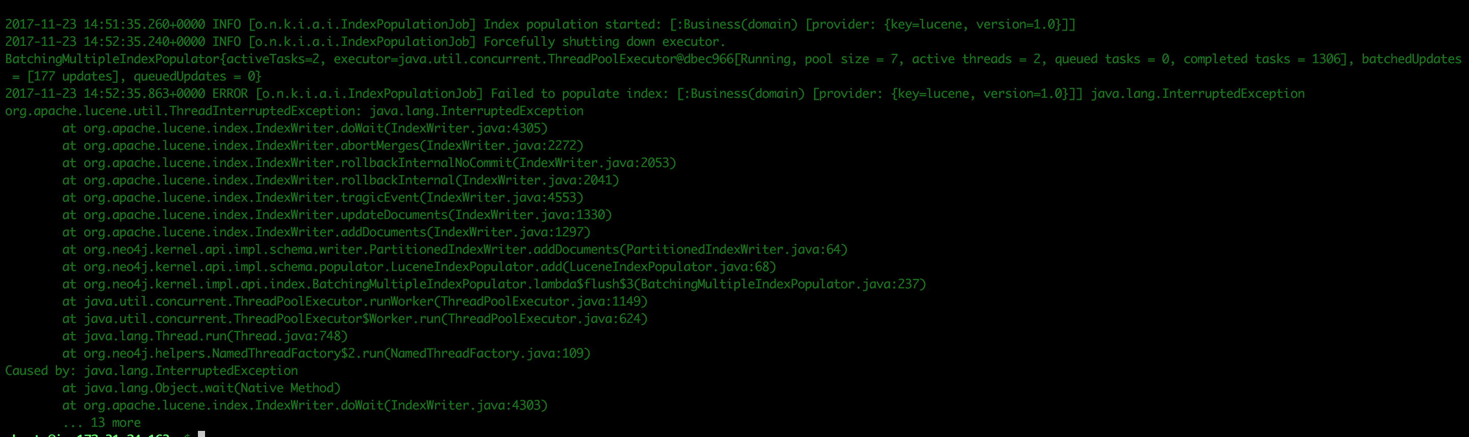 InterruptedException while creating index · Issue #10251 · neo4j/neo4j · GitHub
